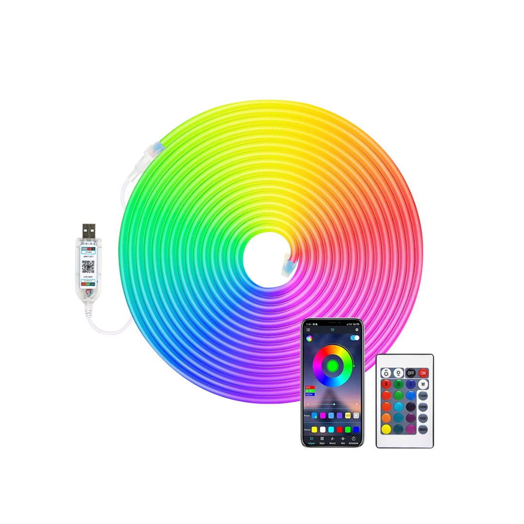 TIRA DE NEÓN FLEXIBLE RGB CON CONTROL REMOTO Y APP Iluminacion ...